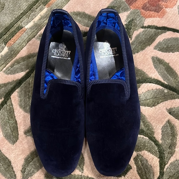 Crockett & Jones | Shoes | Crockett Jones Navy Velvet Opera Slippers ...